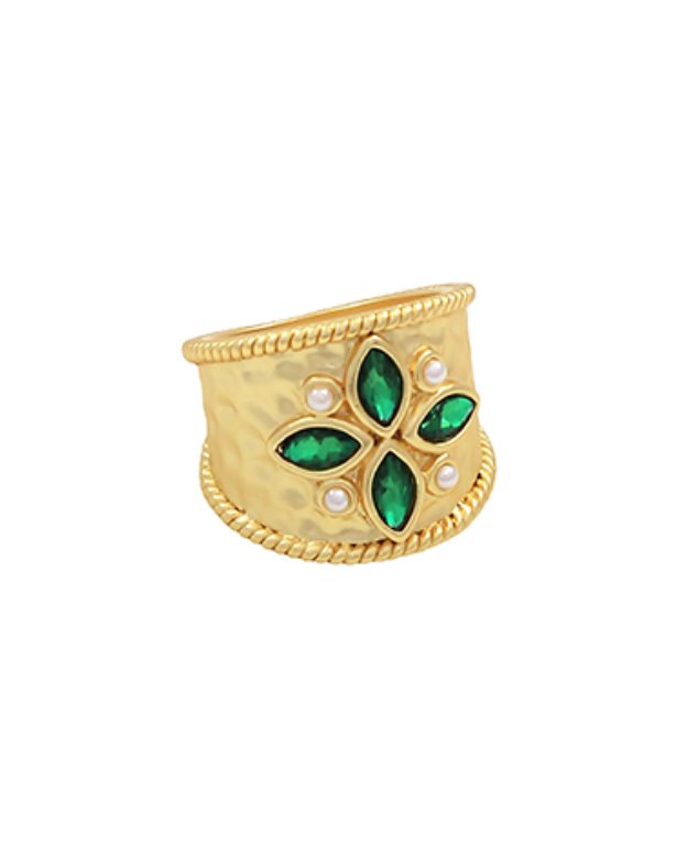 Pave Crystal and Textured Metal Ring – Blissful Boutique